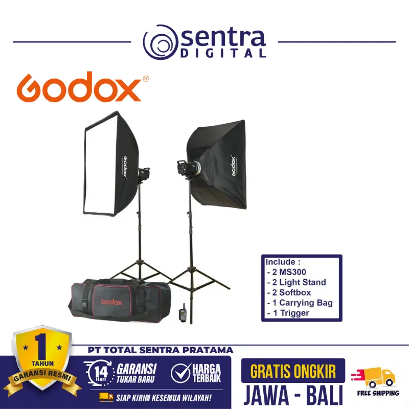 Jual Godox MS300-D Studio Flash Kit (Paket Tiga Lampu)